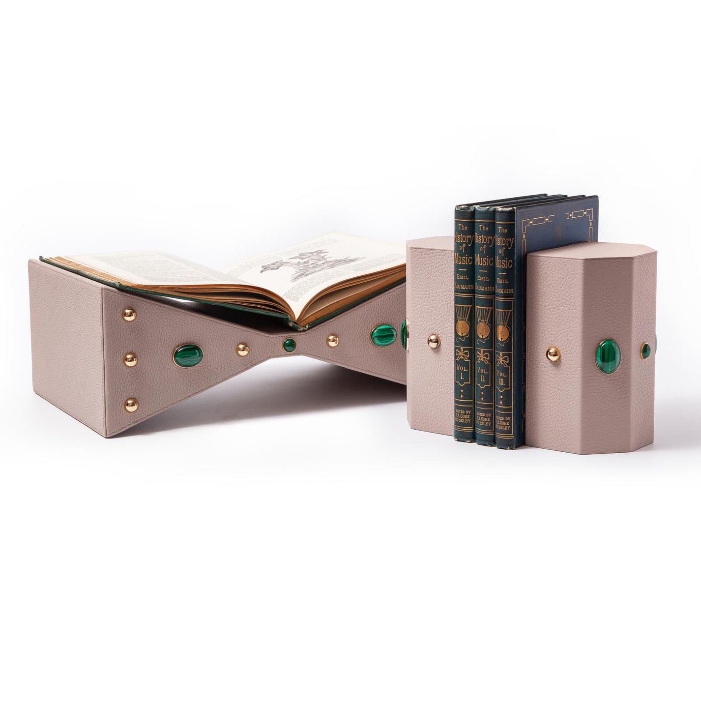 Artistic Book Display Stand | Floater Leather and Natural Malachite ...